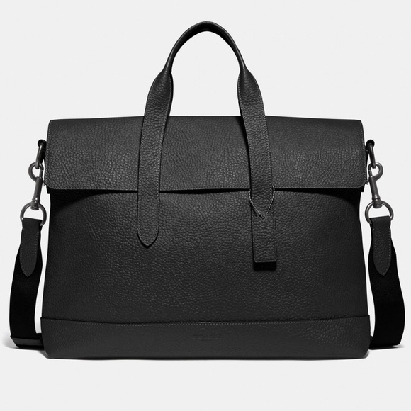 Coach | Bags | New Coach Men Business Briefcase Leather Bag Black ...